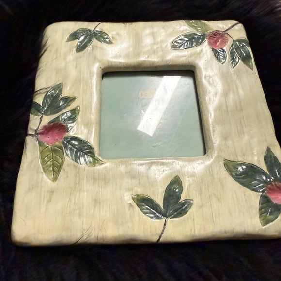 Burnes | Accents | Vintage Floral Ceramic Picture Frame Cream And Green ...